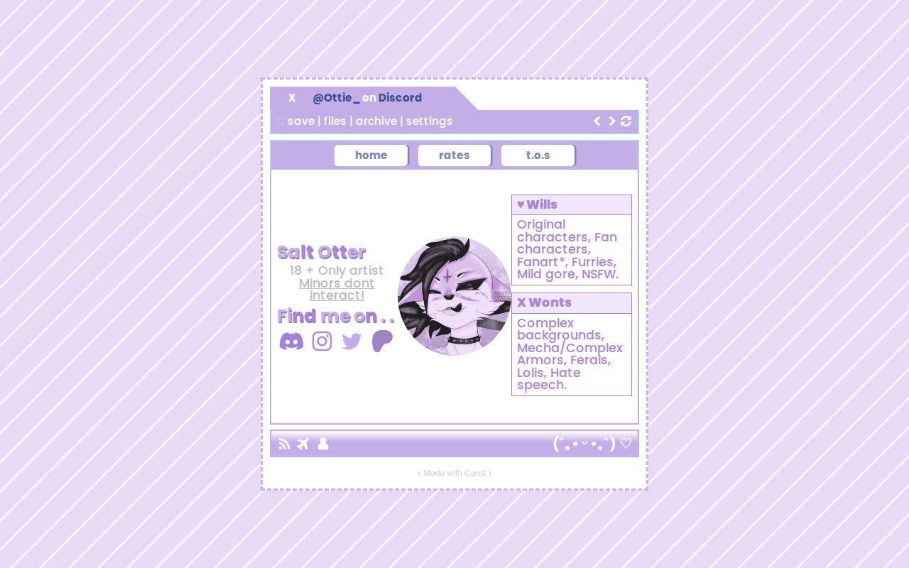 Ottie's commission sheet